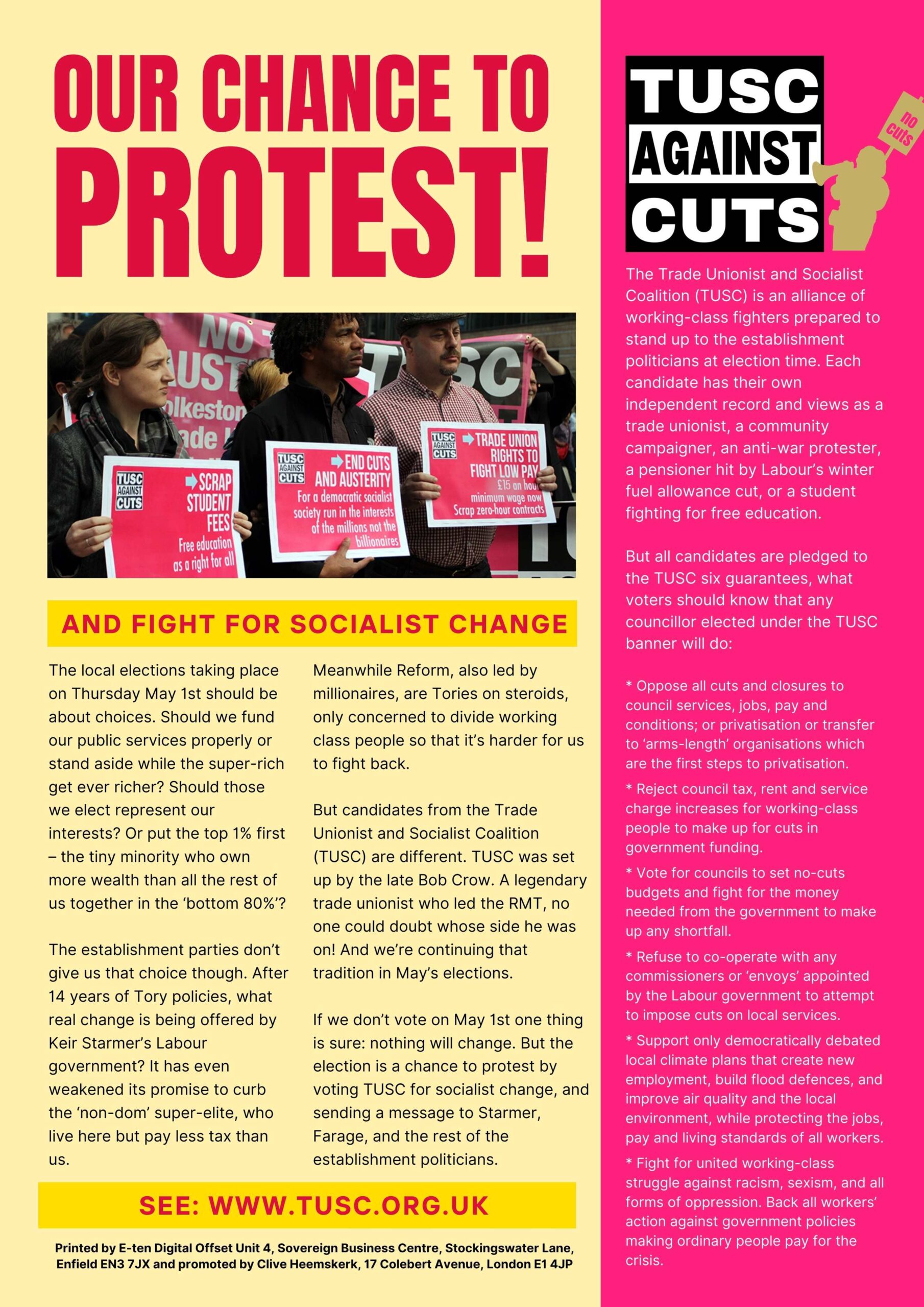 Our chance to protest and fight for socialist change, says new TUSC ...